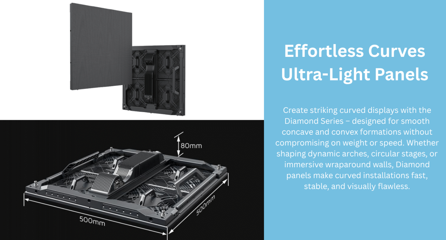Curved LED Panel: 7.2kg Ultra-Light, 500×500mm Modular & HDR Support ...
